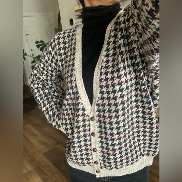 Sutter & Grant | Sweaters | Made In Usa Vintage Houndstooth Cardigan L | Poshmark